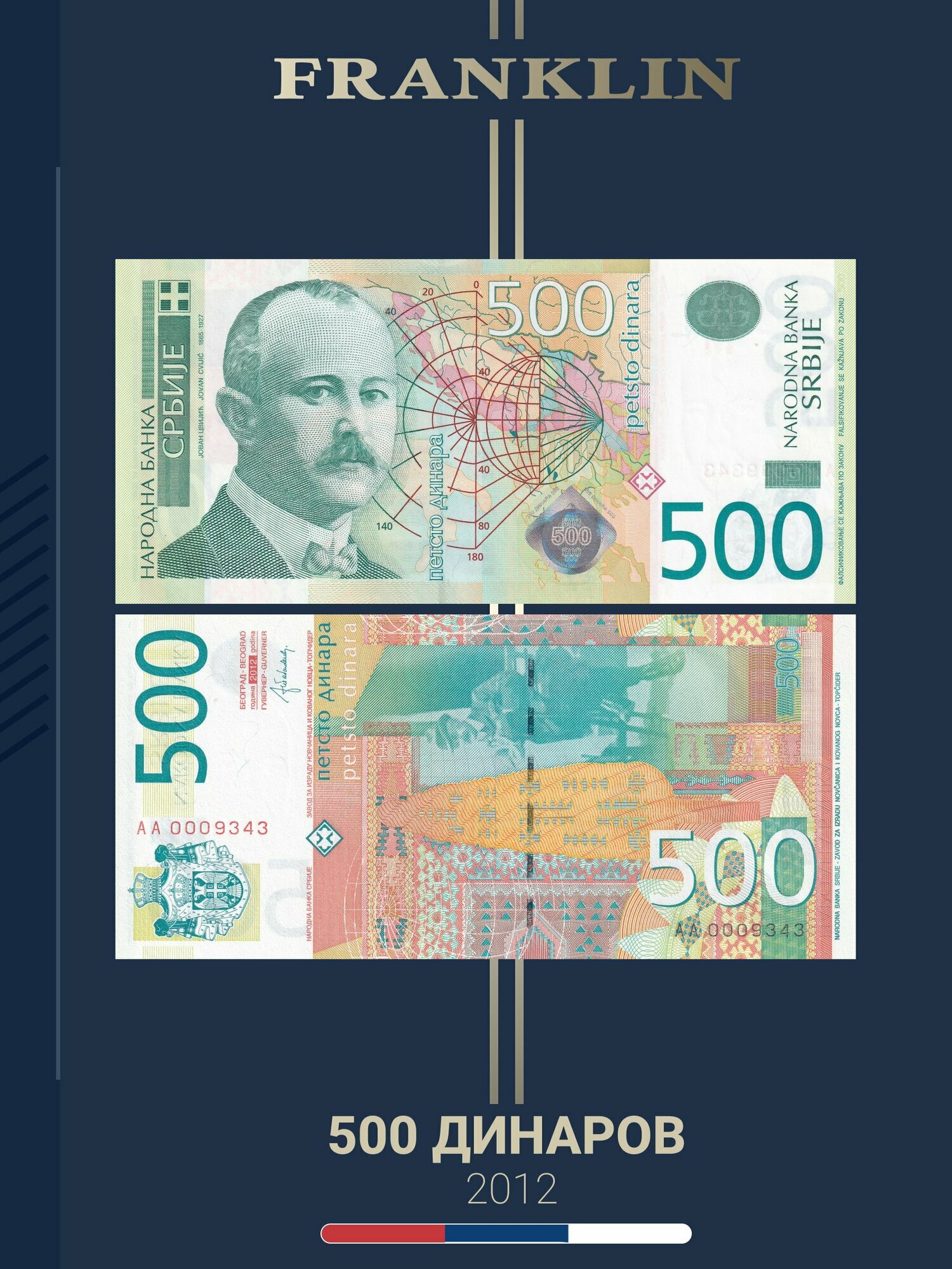 Банкнота Сербия 500 динаров 2012 год (UNC) Pick 59b