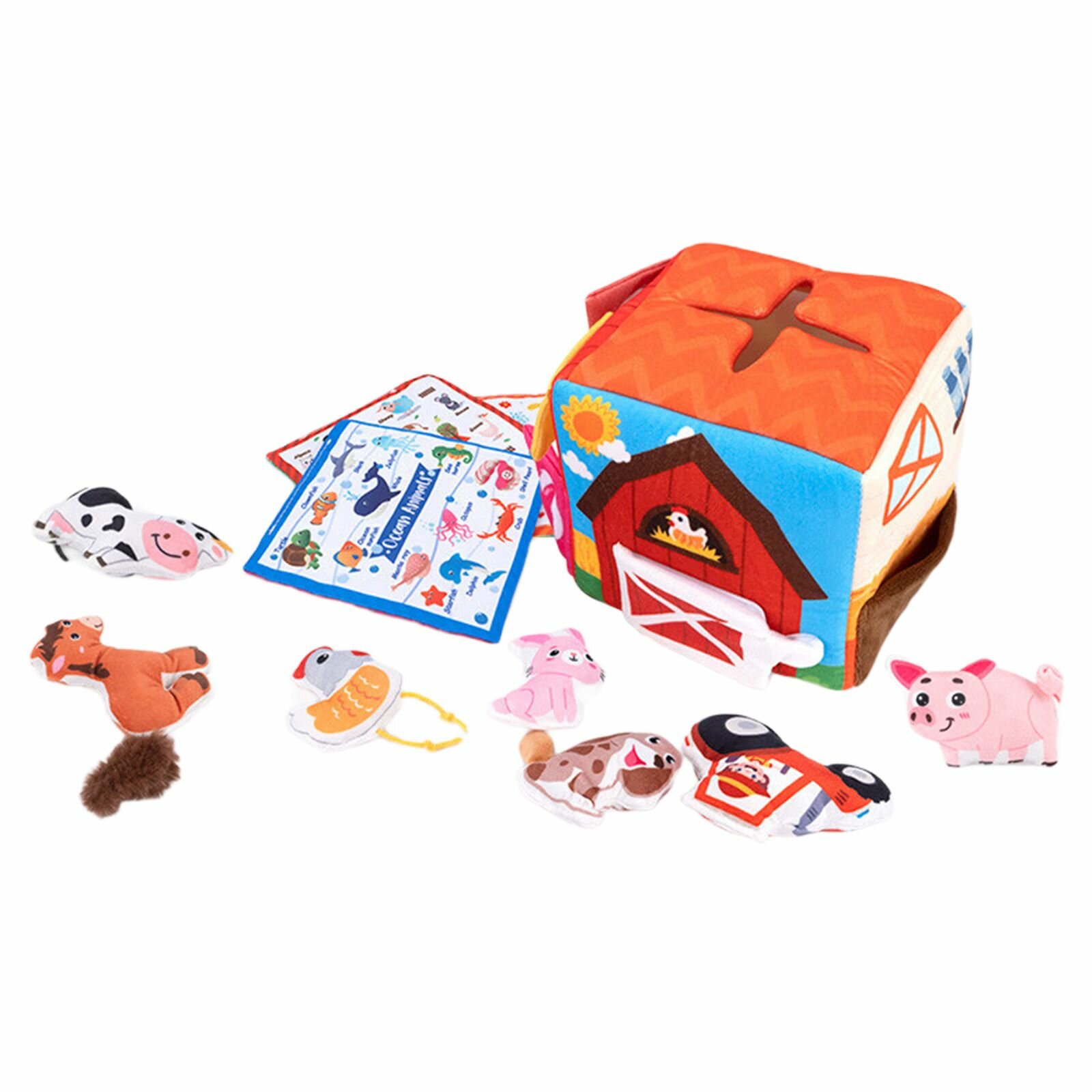 Забавный мягкий домик на ферме с животными развивающая игрушка для малышей коробкой салфеток