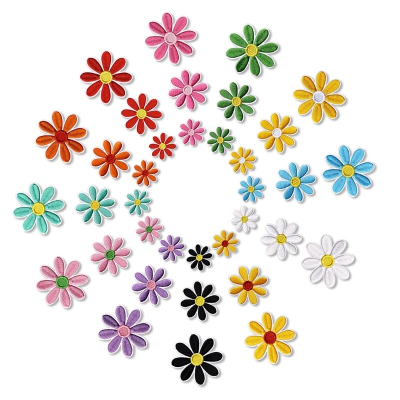 36шт Цветочная Вышивка Железом На Нашивках Клейкая Вышивка Аппликации Для Одежды Куртки Сумки Рюкзаки Украшения Шляп