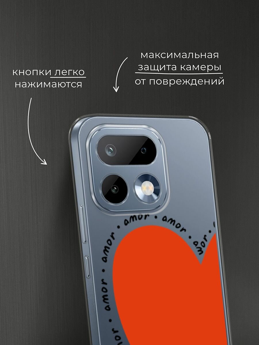 Чехол на Realme 16 Pro / Реалме 16 Про с принтом Amor heart 2, прозрачный — фото 1