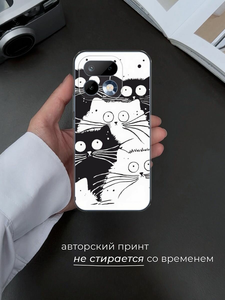 Чехол на Realme 16 Pro / Реалме 16 Про с принтом Коты черно-белые — фото 1