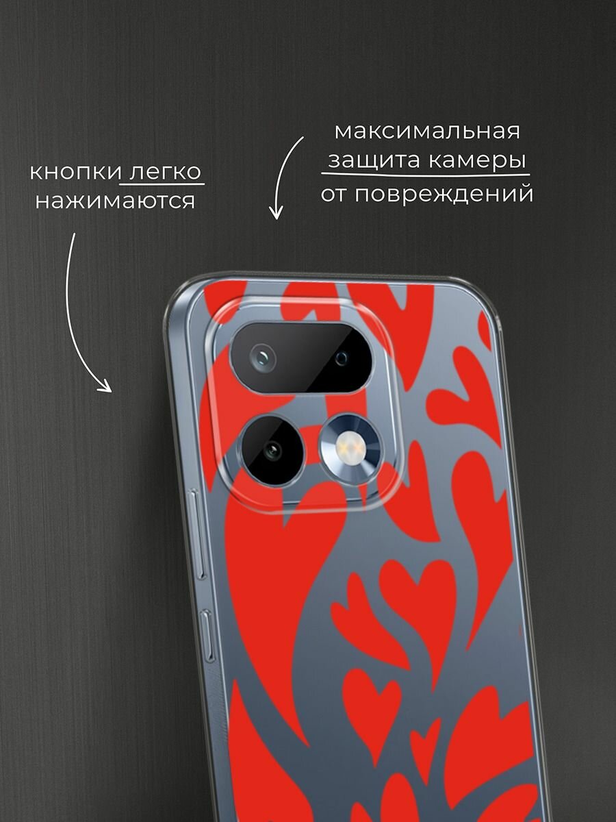 Чехол на Realme 16 Pro / Реалме 16 Про с принтом Crazy hearts 2, прозрачный — фото 1