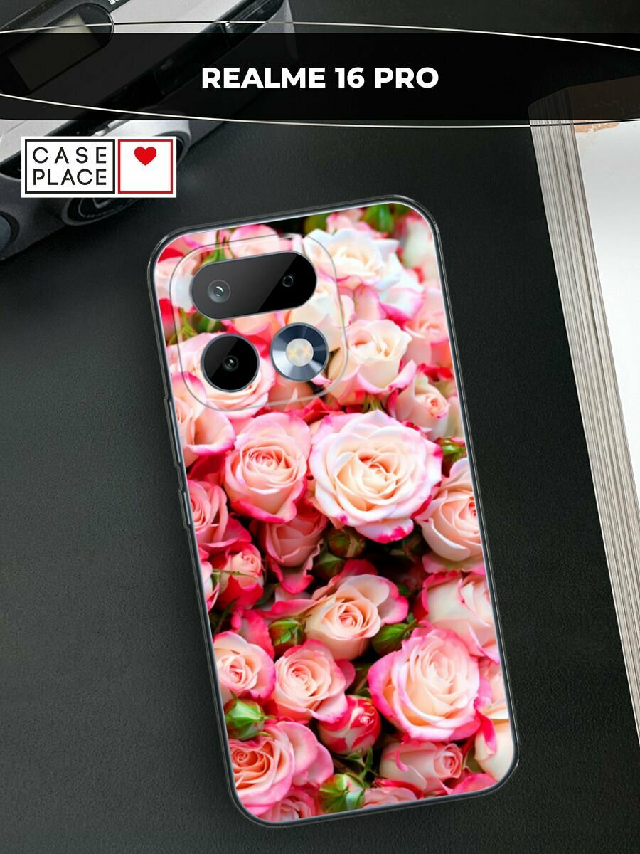 Силиконовый чехол на Realme 16 Pro / Реалме 16 Про с принтом Много роз