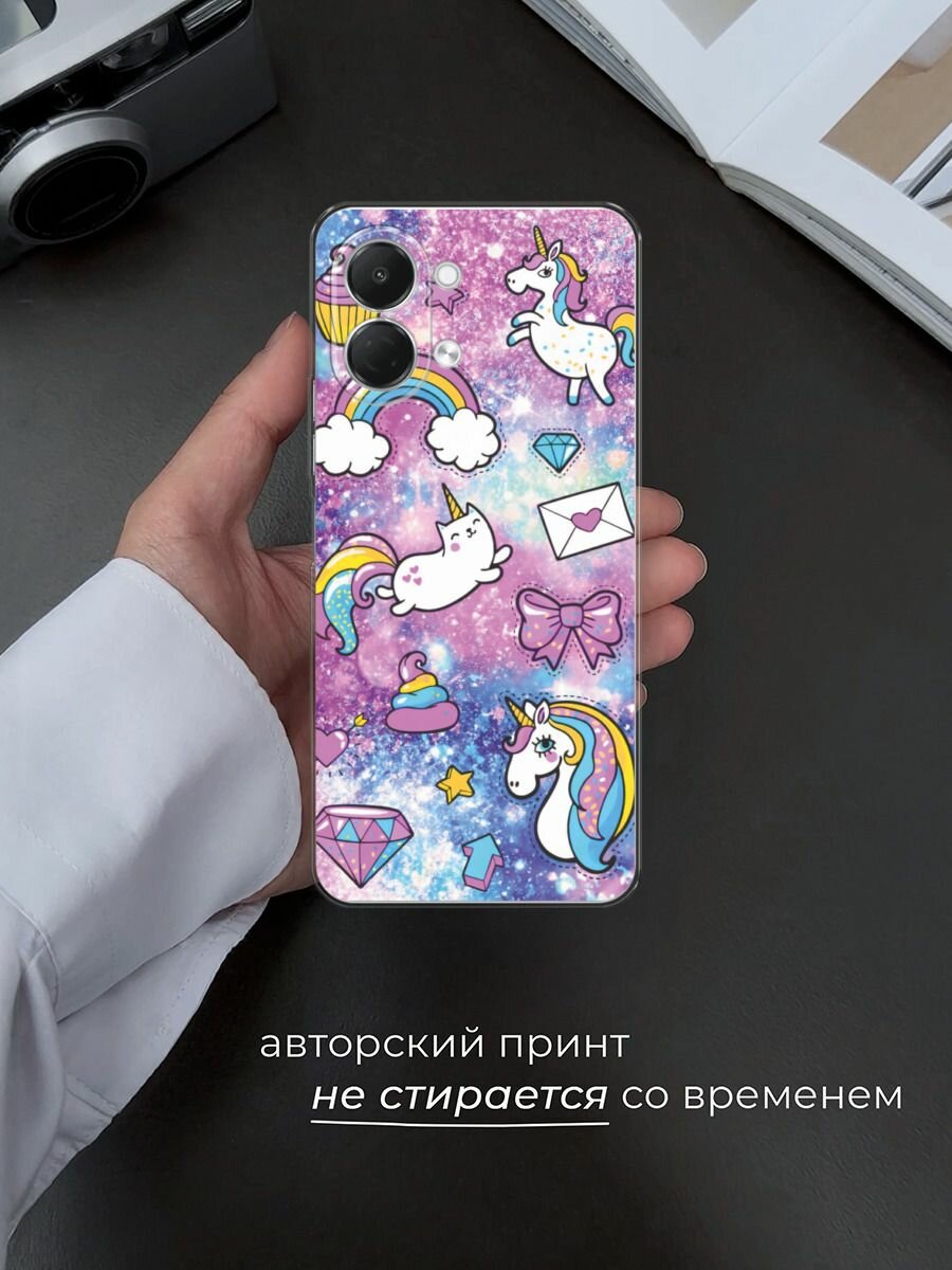 Чехол на Tecno Spark Go 3 / Текно Спарк Го 3 с принтом Rainbow doodles — фото 1