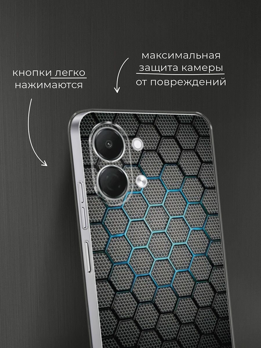 Чехол на Tecno Spark Go 3 / Текно Спарк Го 3 с принтом Бирюзовые соты — фото 1