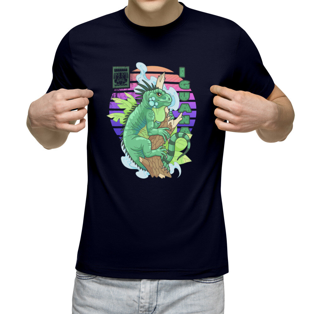 Мужская футболка «Игуана» (темно-синий, 3XL)