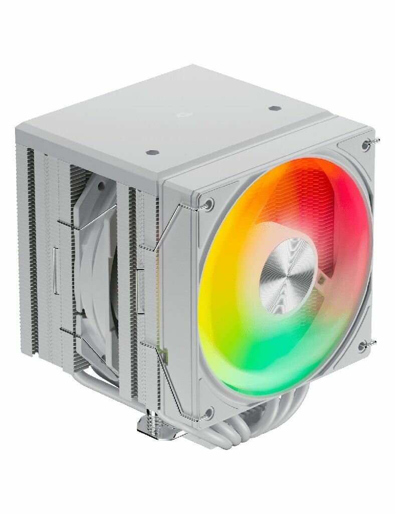 Кулер для процессора upHere UE2TC6 White ARGB / 6HPx6mm, 265W TDP, dual tower, 2x120mm ARGB fans, 600-1650RPM, 68 CFM, 25dBA / UE2TC6
