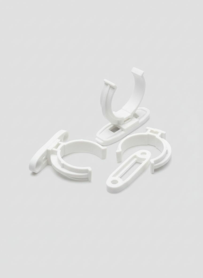 Клипса+планка для ножек Держатель цоколя (10 штук, белые) ПолимерРесурсы