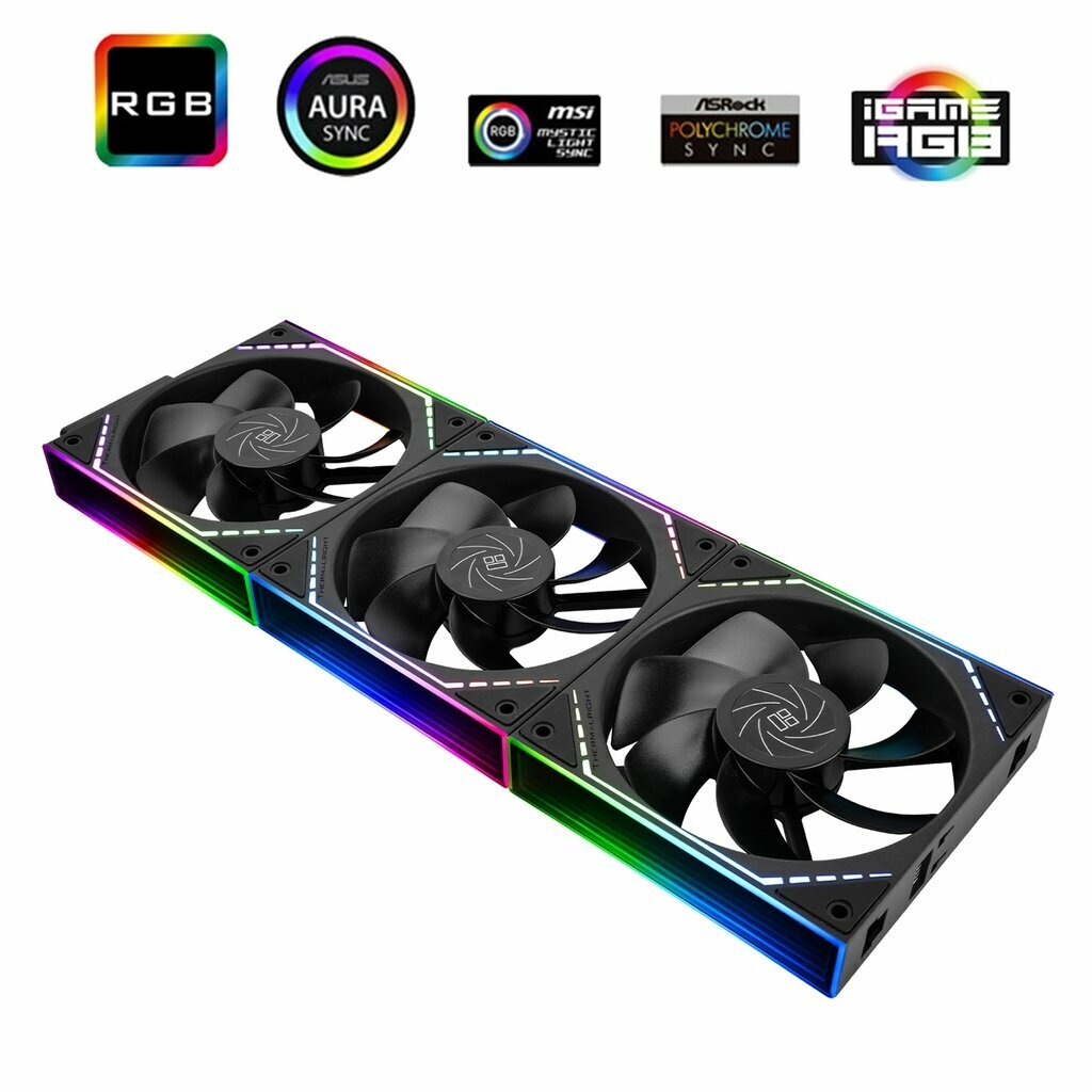 Комплект вентиляторов (3 шт.) Thermalright TL-M12QR X3 (Reverse, ARGB, 120mm, PWM, черный) TRTLM12QRX3.3P