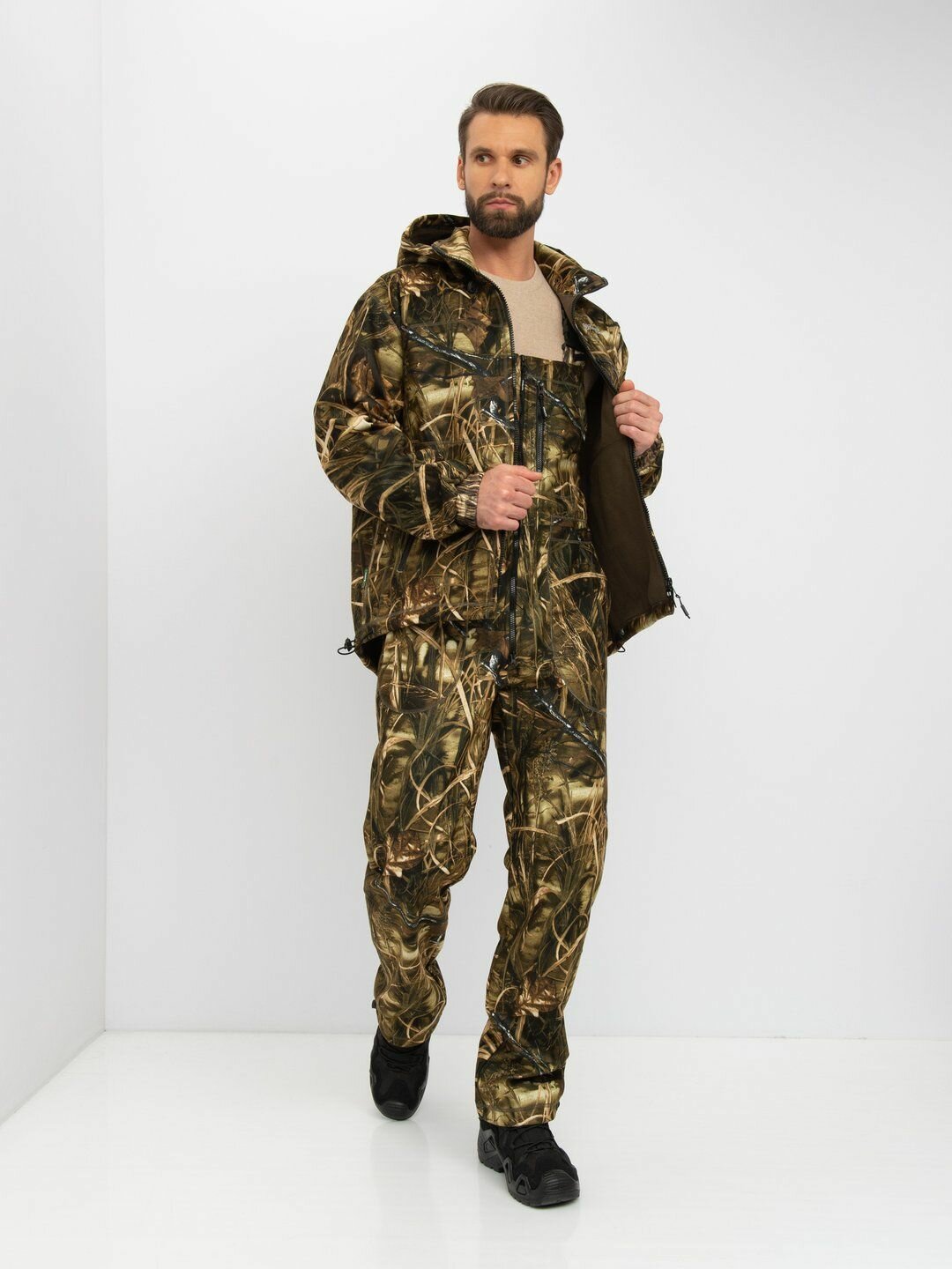 Костюм демисезонный Никс Люкс, фирма Huntsman, ткань Alova Windblock, цвет Камыш, размер 52-54/170-176