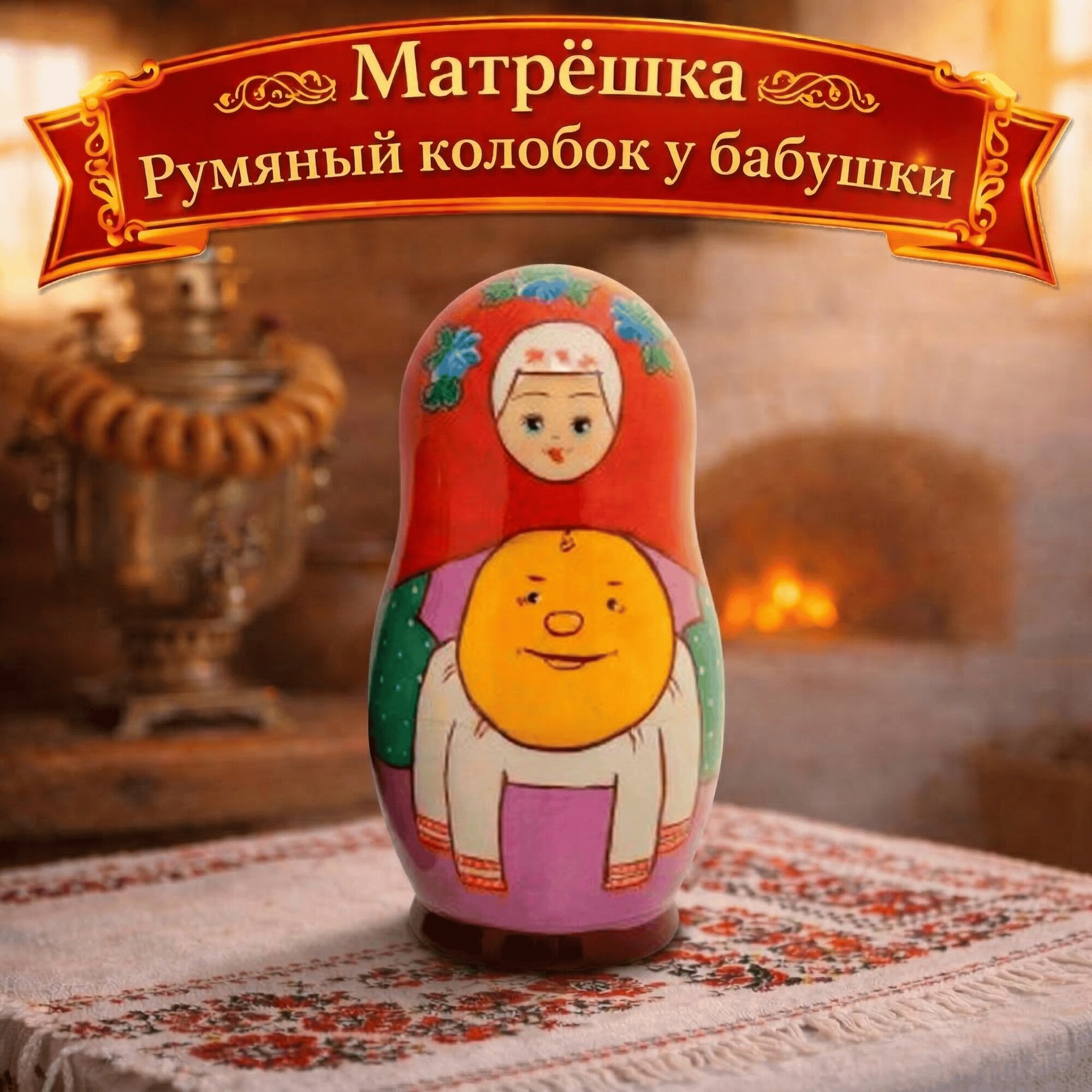 Матрешка Румяный колобок у бабушки