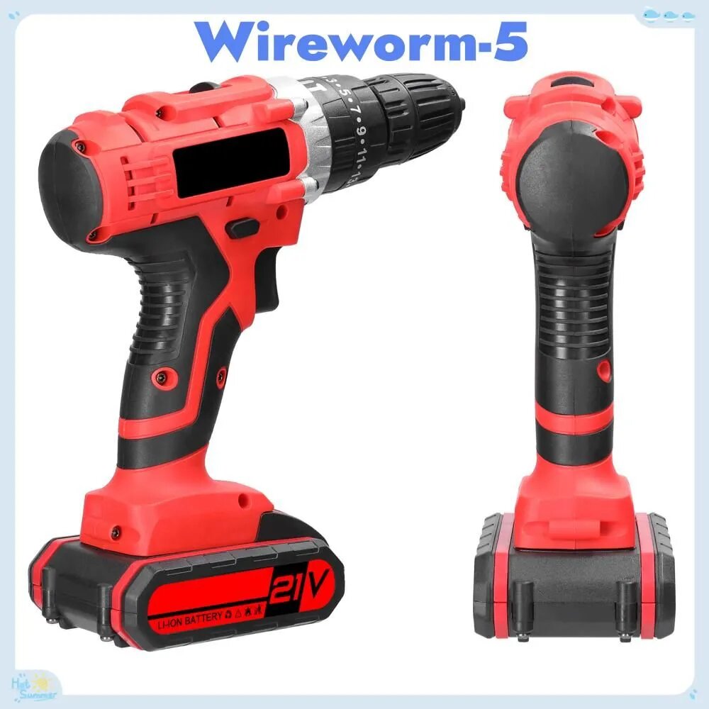 Электрическая дрель Wireworm-5 21V аккумуляторная быстрая зарядка для дома и ремонта — фото 1