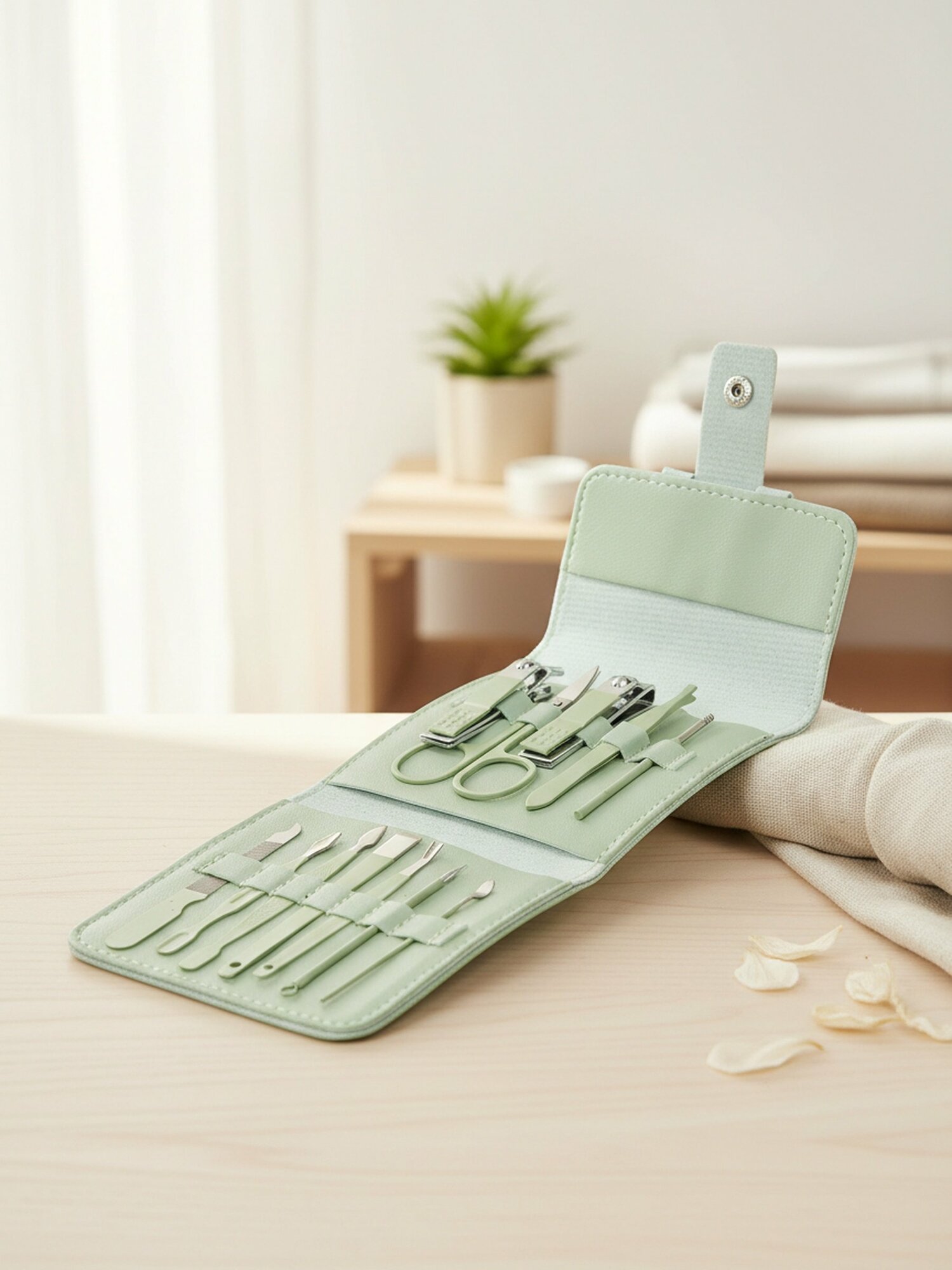 Профессиональный маникюрный комплект из 12 предметов в кожаном чехле, инструменты для педикюра и красоты ногтей 517787