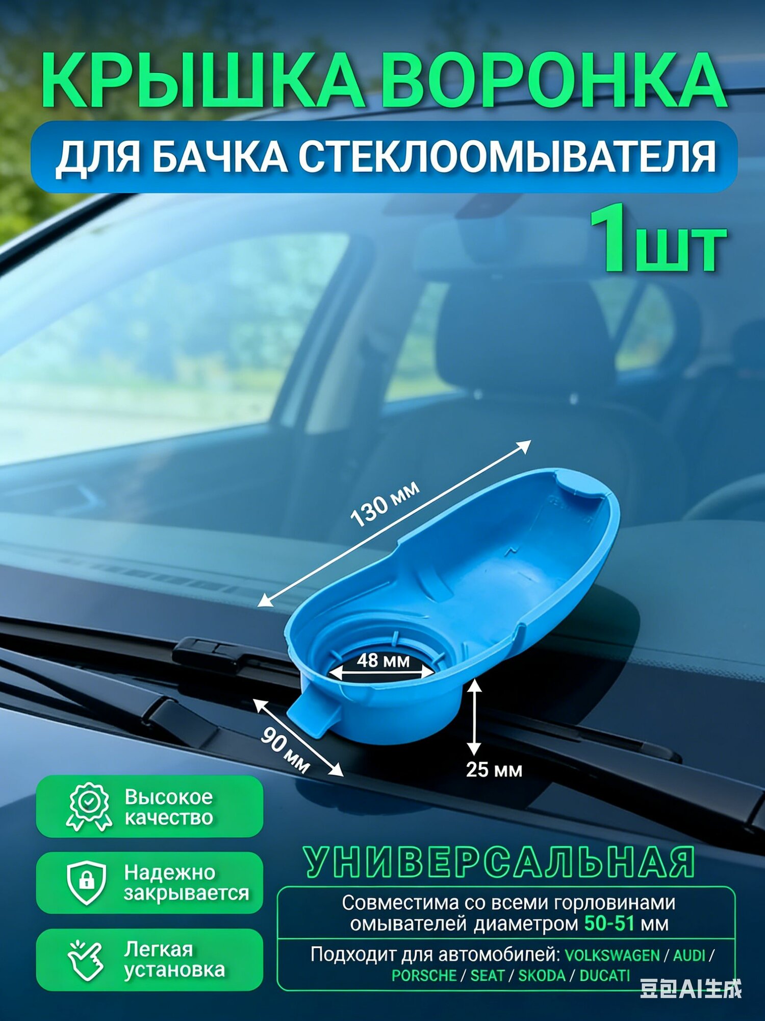 Бачок стеклоомывателя, арт. Крышка_воронка_ для бочка_омывателя, 1 шт.