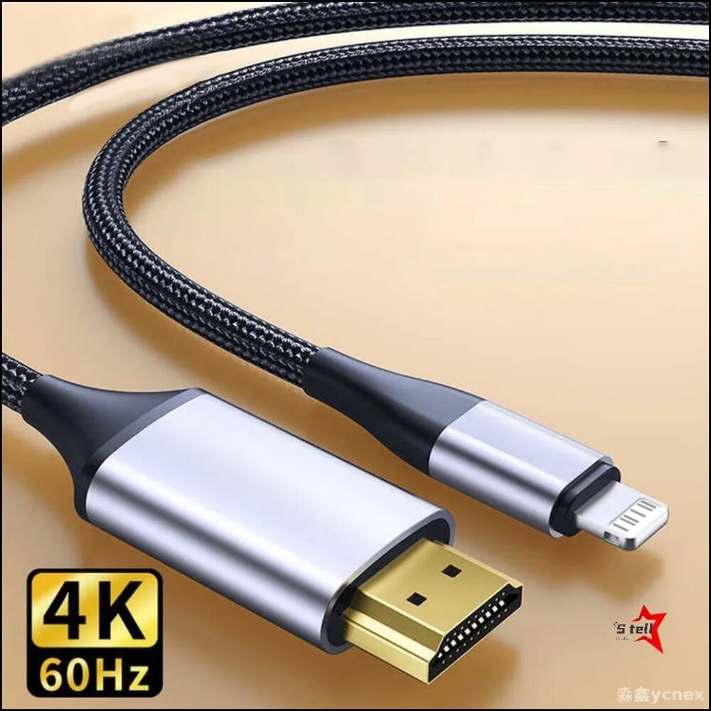 Кабель для компьютерной периферии Apple Lightning/HDMI, 2 м, черный матовый, белый