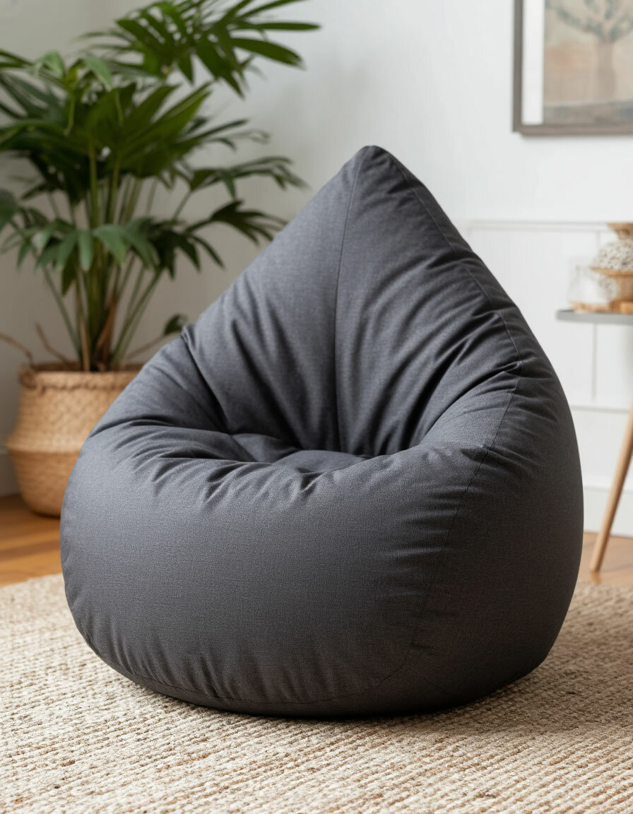 Кресло-мешок Мир Пуффов "Груша"XXXL, оксфорд темно серый, съемный чехол, для дома и кинотеатра