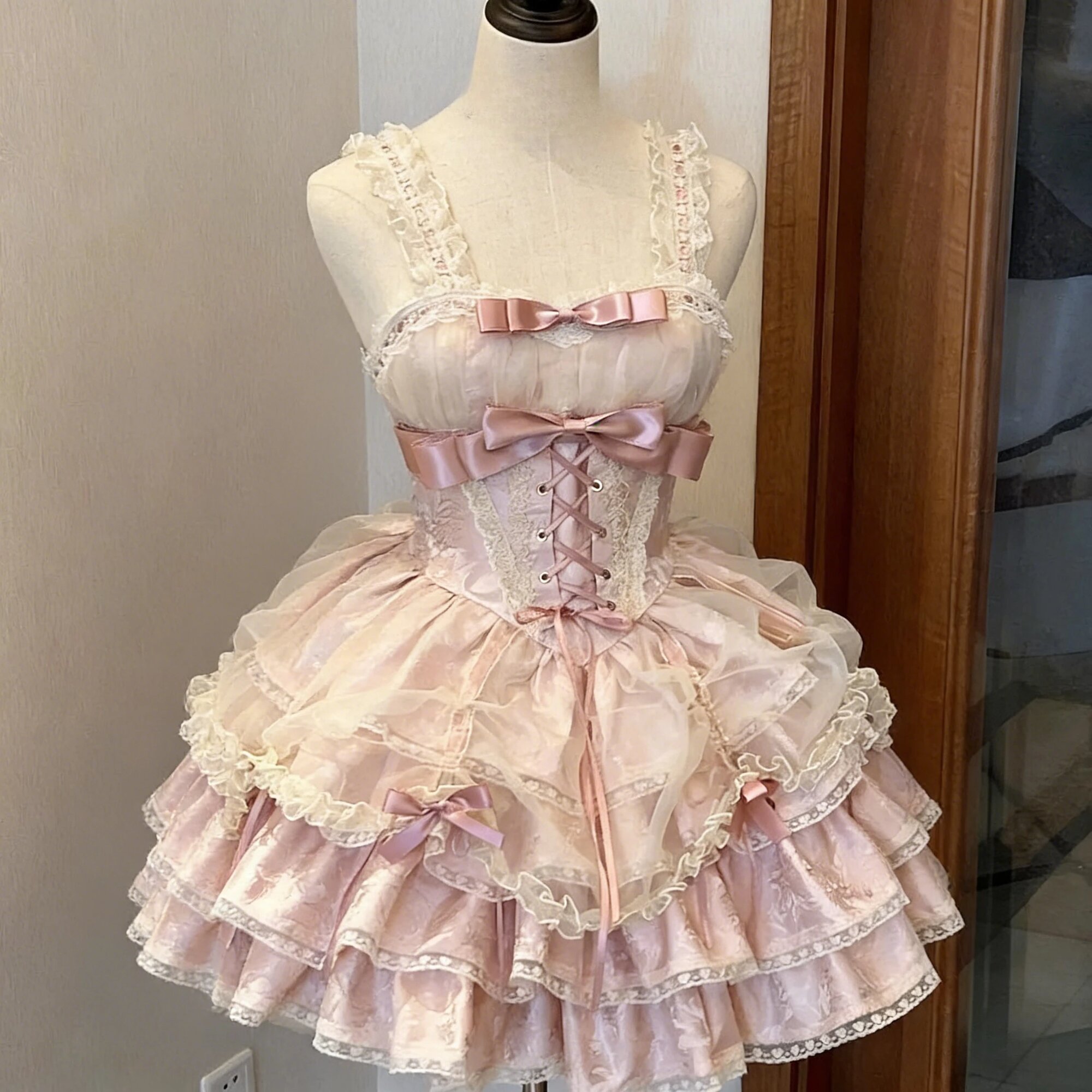 Розовое платье Лолита с цветочным принтом, Color: 2433 Pink