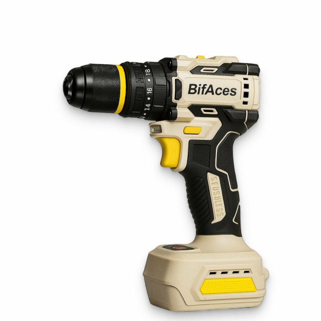 Аккумуляторная ударная дрель-шуруповерт BifAces DLID-20A, бесщеточный двигатель, 20В, 50 Нм, 2 АКБ, кейс