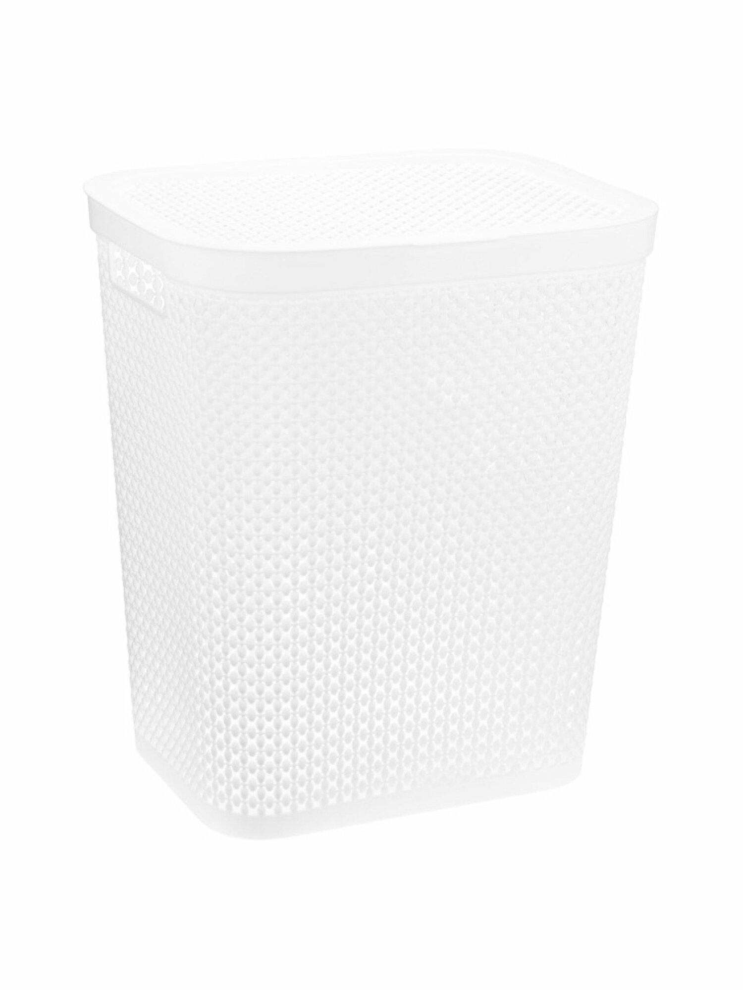 Корзина для белья Idea Пирула 55л, белая пластиковая с крышкой, 44х35.5х52 см, М 2615, прямоугольная, ванная комната