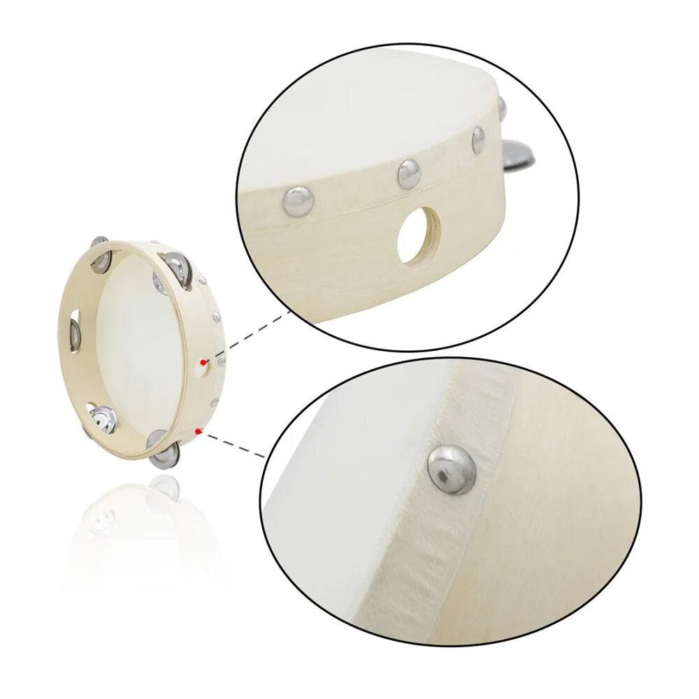 Ручной бубен из бамбука с одним рядом металлических колокольчиков для музыкальных занятий