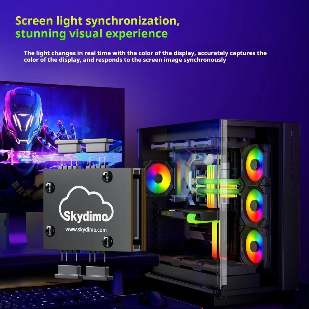 ARGB контроллер синхронизации подсветки ПК, мини хаб для 5V вентиляторов и ARGB лент, музыкальный режим, экранная синхронизация, простая установка