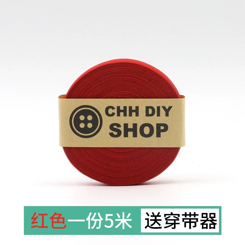 Красная эластичная тесьма для DIY штанов, длина 5м, растяжимая широкая лента, 100% хлопок, мягкая и прочная для шитья