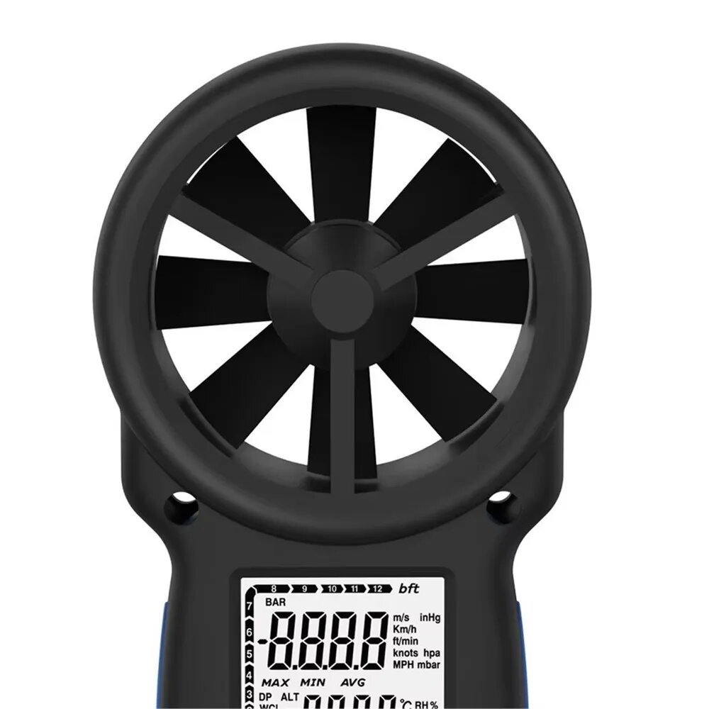 Анемометр -866B: скорость ветра и температура, измерение ветрового охлаждения. Портативный. Текущий/средний/максимальный/минимальный значен