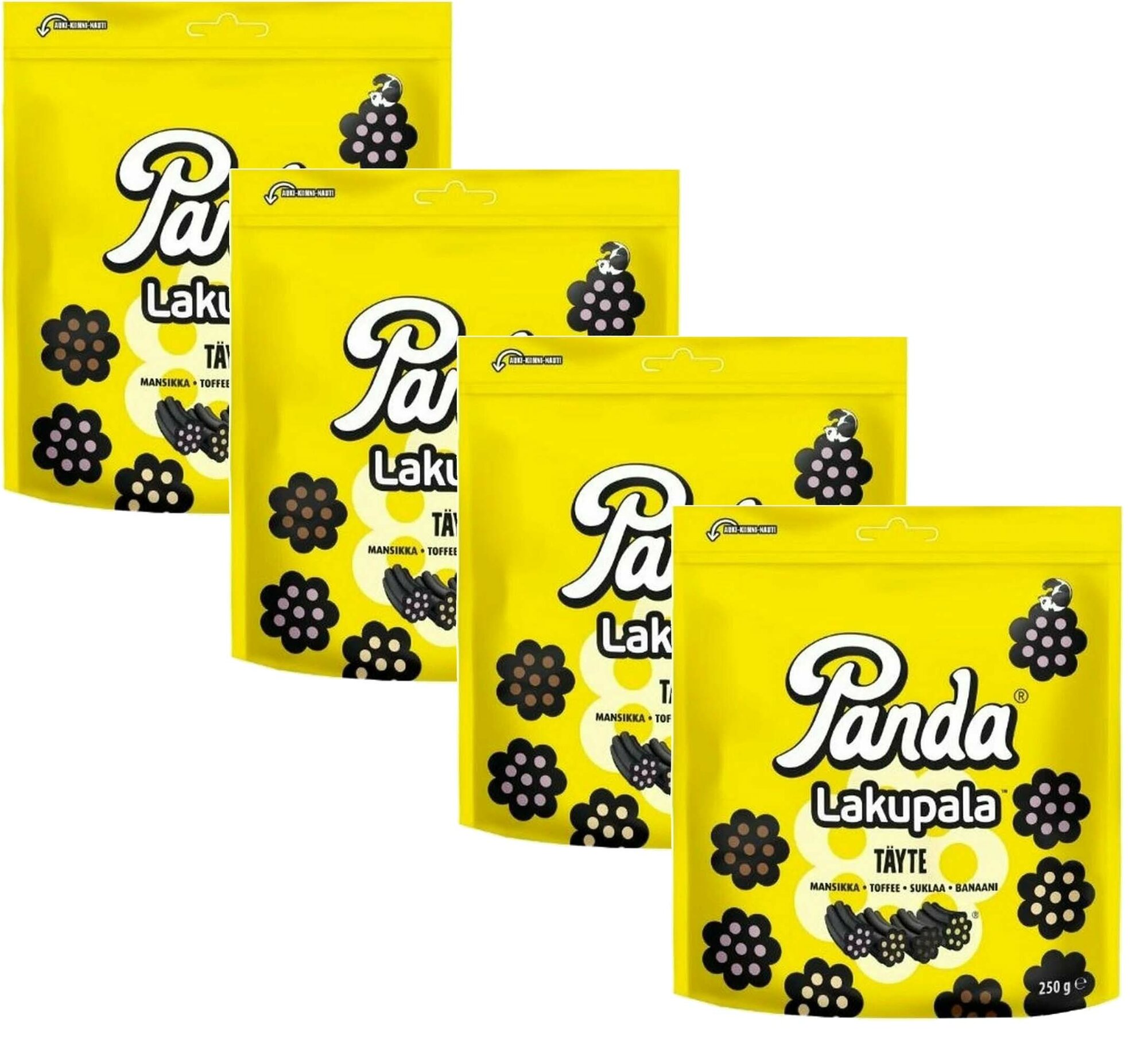 Конфеты лакричные со вкусом банана Panda Lakupala Tayte (Финляндия) 250 гр. х 4 шт.