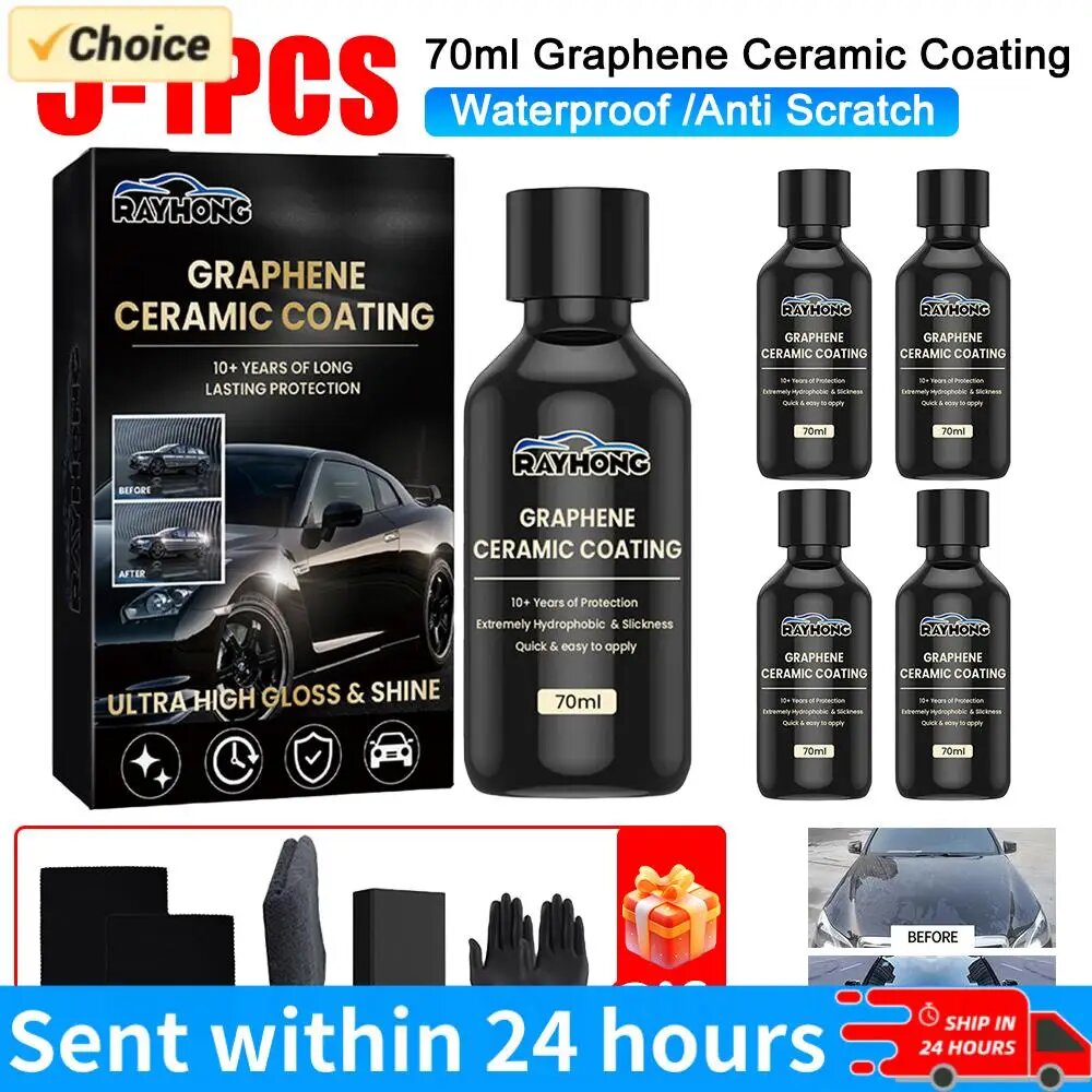 70 мл Защитное керамическое покрытие для авто с графеном от царапин, УФ-защита, для детейлинга, полировка кузова, графеновое .