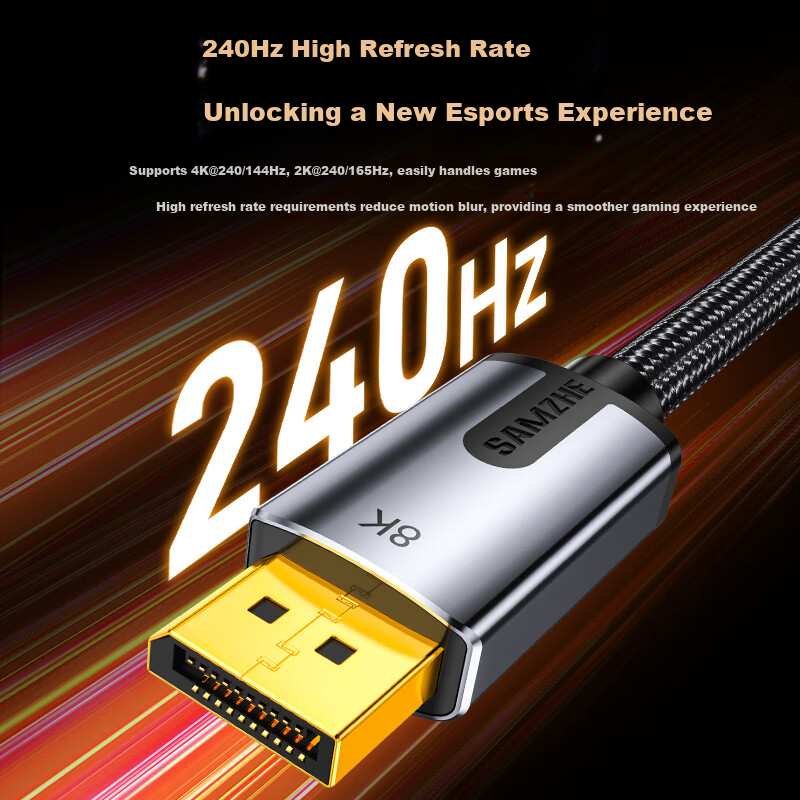SAMZHE DisplayPort 1.4 Кабель 4K 240 Гц 8K Высококачественный Видеокабель для Игровых Мониторов 1 м Совместимость с DP