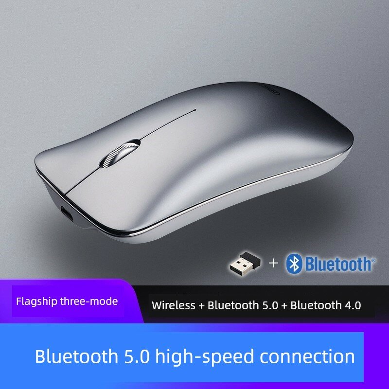 Беспроводная тихая перезаряжаемая мышь с Bluetooth для ноутбука Honor X16 2025 Battle Edition, серебристая