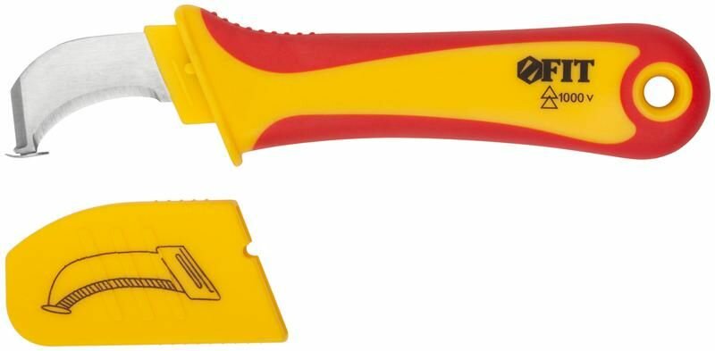 Нож изолированный 1000 В с пяткой нерж. сталь 170мм лезвие 37мм прорезин. ручка FIT 10604