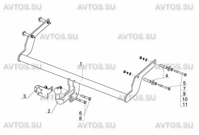 Фаркоп для Lada XRay 2016-2022 Тип шара: A. Нагрузки: 1100/50 кг, VAZ-66