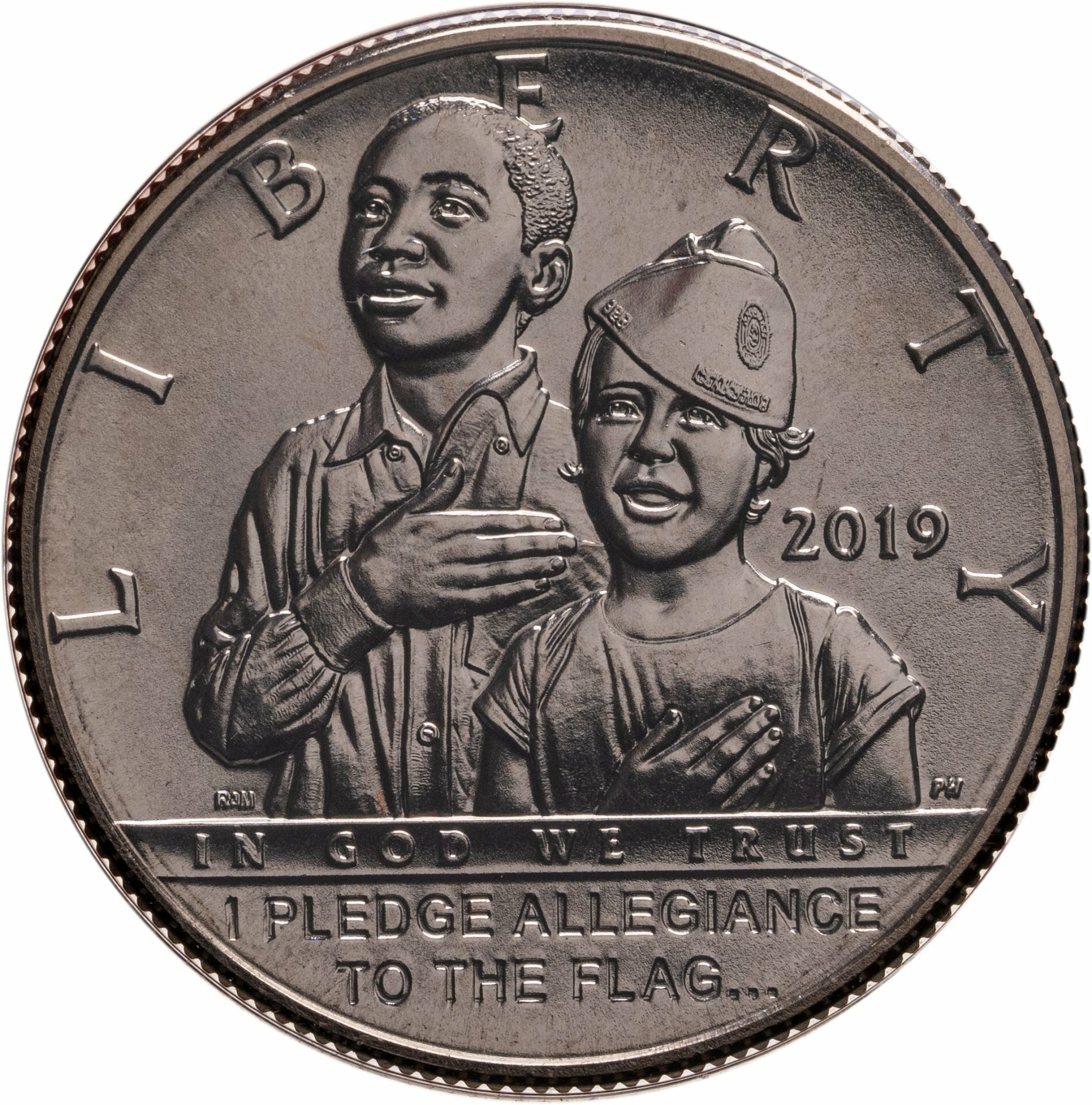США 50 центов 1/2 доллара, half dollar 2019 D "100 лет американскому легиону", знак монетного двора "D" - Денвер, в буклете с маркой, Медь, в сохранности UNC