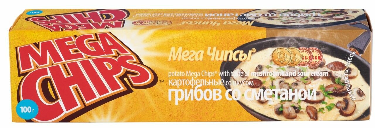 Mega Chips Чипсы-пластины картофельные с грибами и сметаной, 100 г