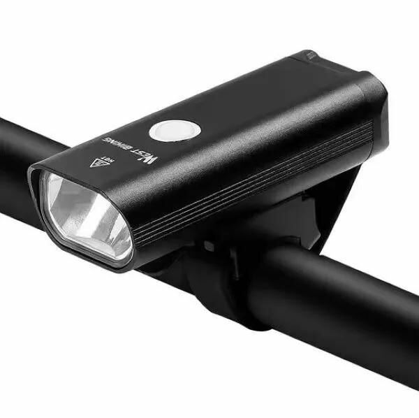 Фонарь велосипедный, передний West Biking YP0701257 аккумулятор 1800 mAh, 3 режима, USB