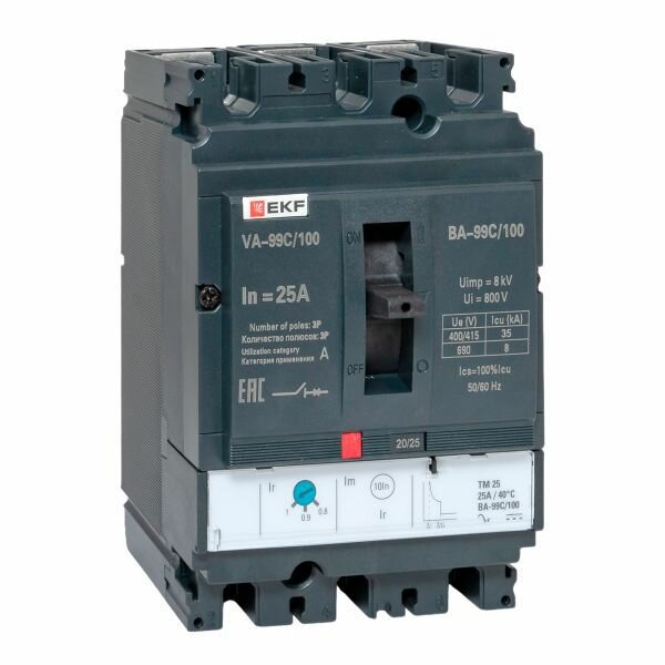 Выключатель автоматический 3п 100/25А 36кА ВА-99C Compact NS PROxima EKF mccb99C-100-25