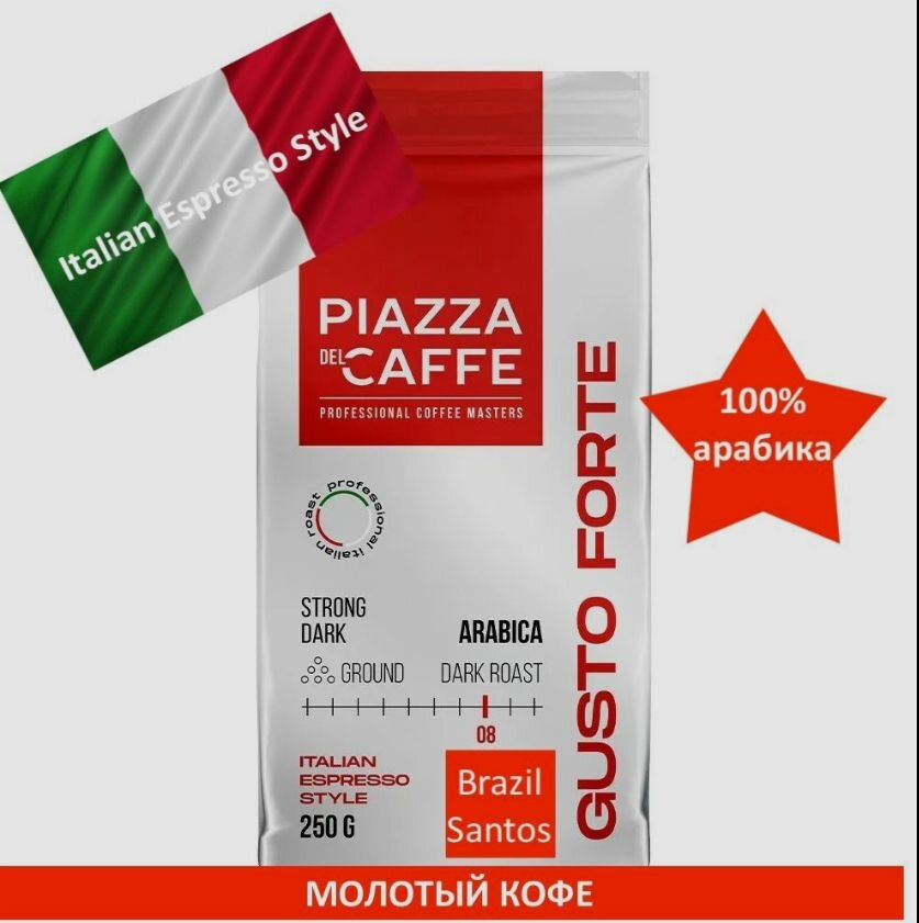 Кофе молотый Piazza del Caffe GUSTO FORTE 250 гр x 2 шт