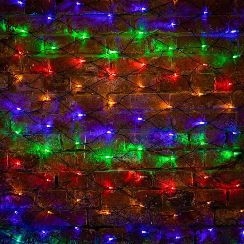 Гирлянда светодиодная "Сеть" 2х1.5м 288LED мультиколор 24Вт 220-240В IP65 провод ПВХ черн. Neon-Night 215-029