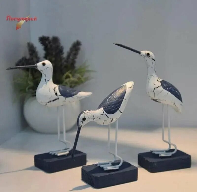 Морские Птички (комплект 3шт) декор, 15х10х5см, дерево