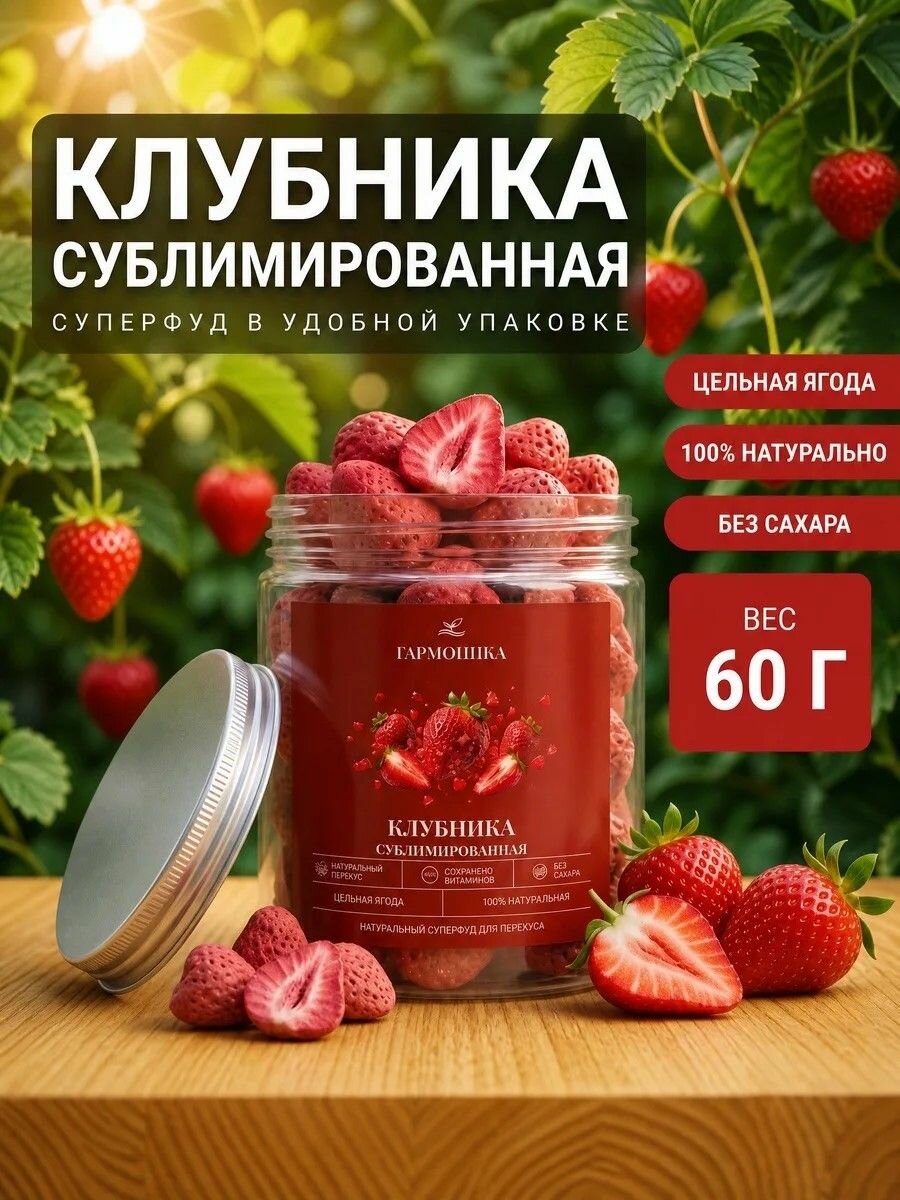 Клубника сублимированная натуральная цельная 60 г