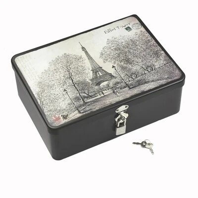 Большая жестяная коробка для хранения с замком lyybx Серебряный, bx024