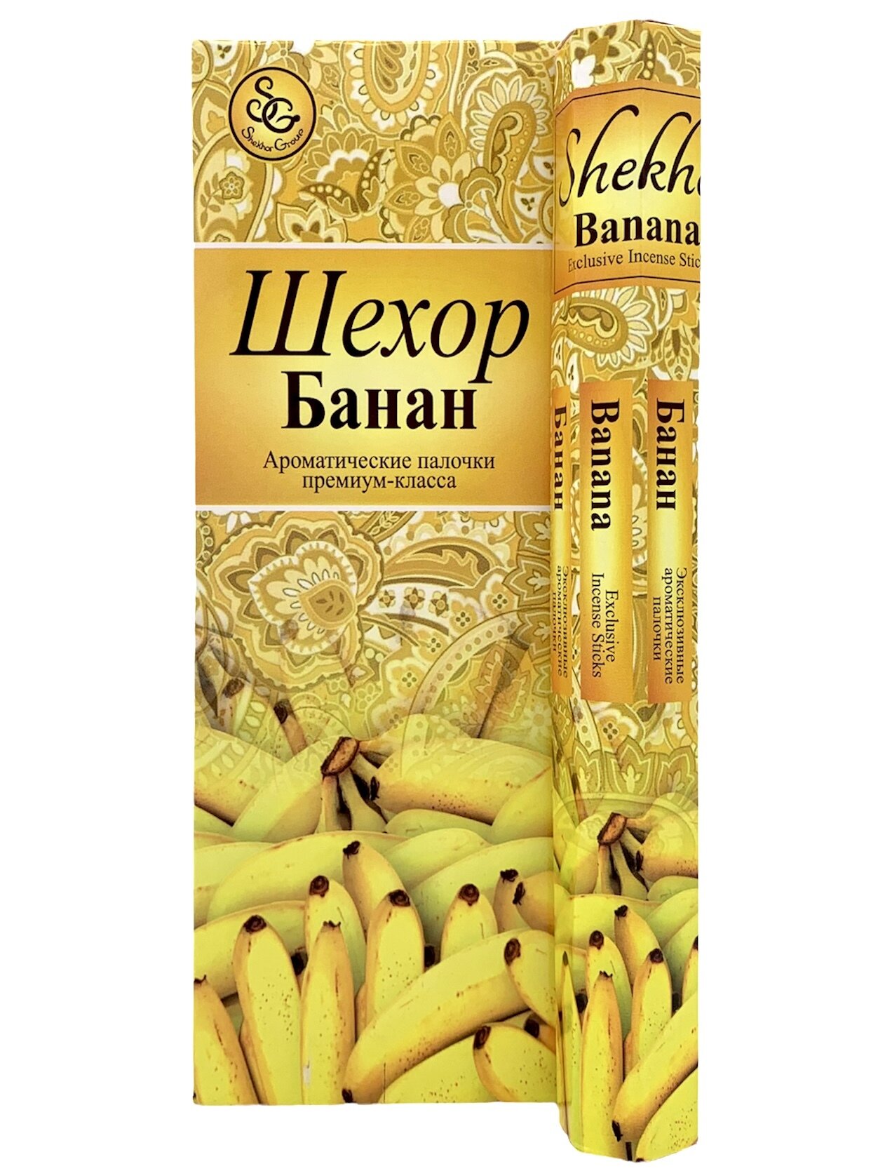 Благовония Банан Эксклюзивные ароматические палочки SHEKHOR Индия 3 упаковки