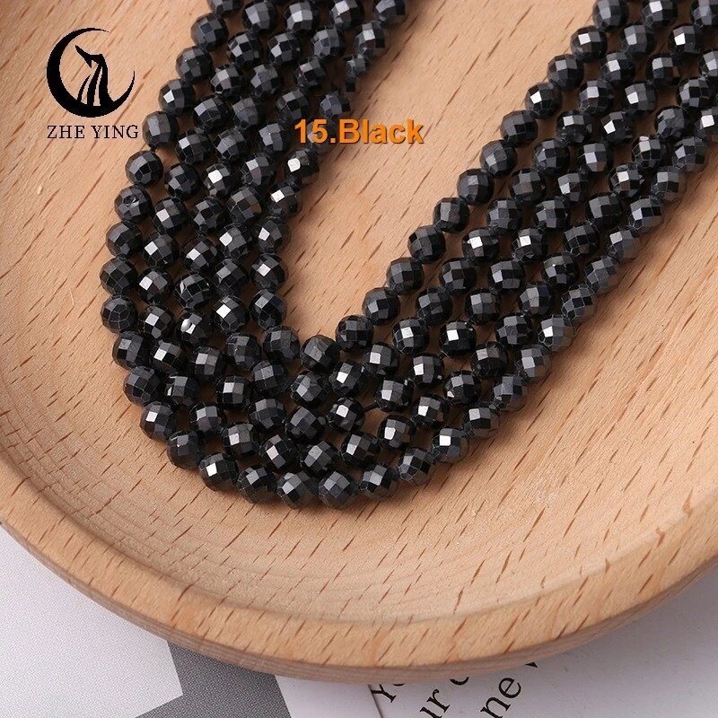 Бусины ZHEYING кубический цирконий 2 мм разные цвета Черный, 15. Black
