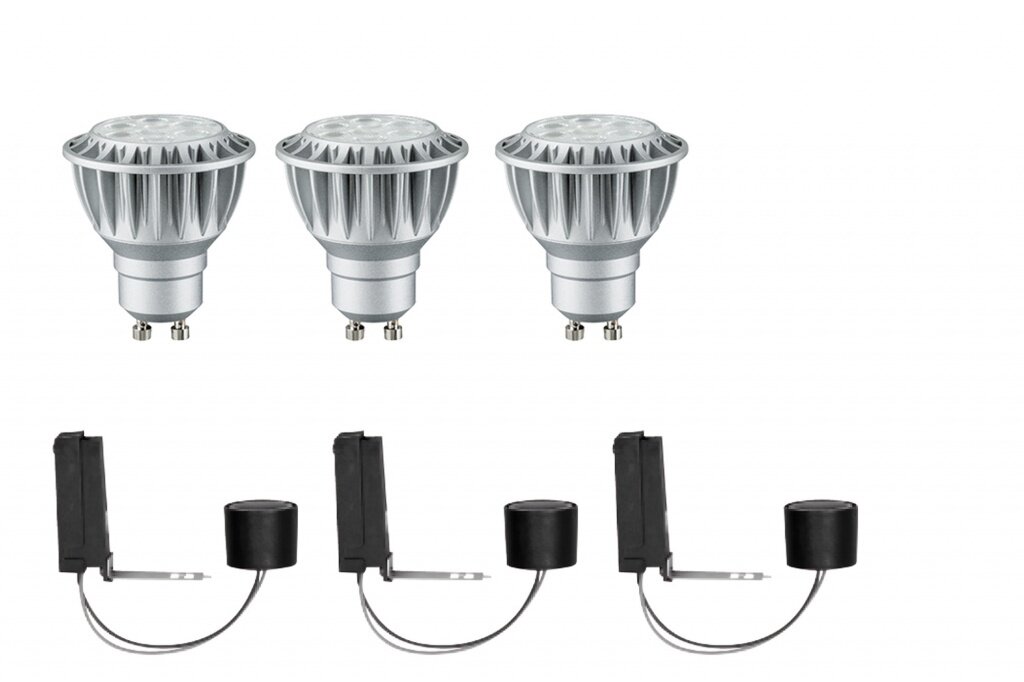 Лампа светодиодная Paulmann 2Easy Basic LED 8Вт 430Лм 2700К GU10 230В Диммируемая Набор 3шт. 92795.