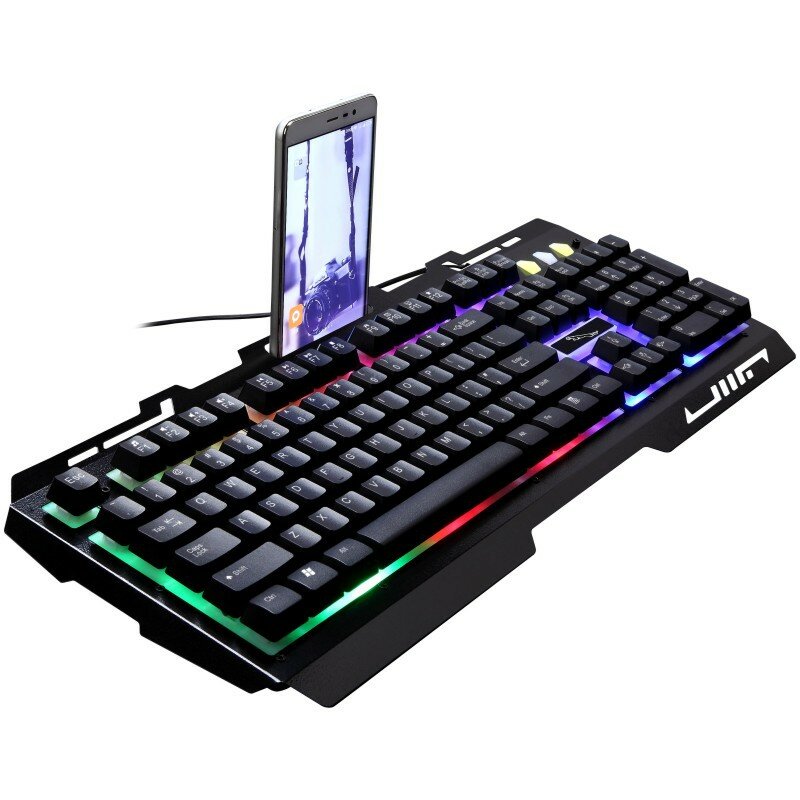 Клавиатура Chasing Light Leopard G700, проводная, для ноутбука, с механическим ощущением, металлическая, светящаяся, с подставкой для телефона, игровая клавиатура