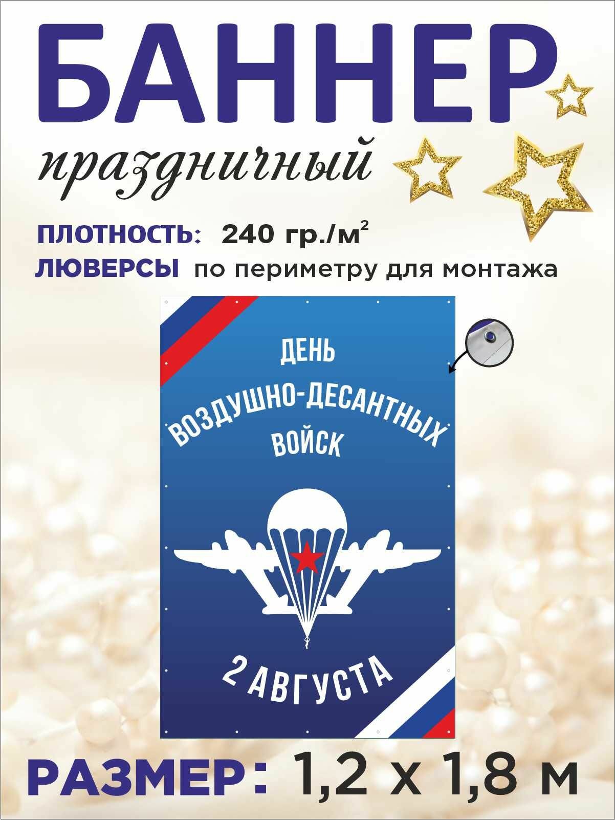 Баннер "День Воздушно-десантных войск" 2 августа День ВДВ для оформления и фотозоны 1,2 х 1,8 м