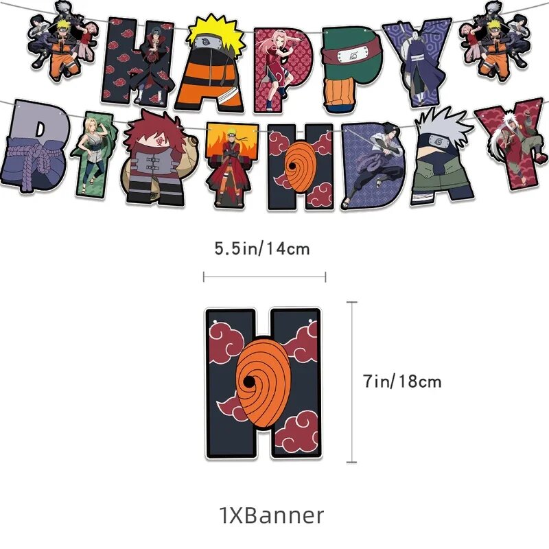 Баннер Happy Birthday в стиле Наруто, 1set