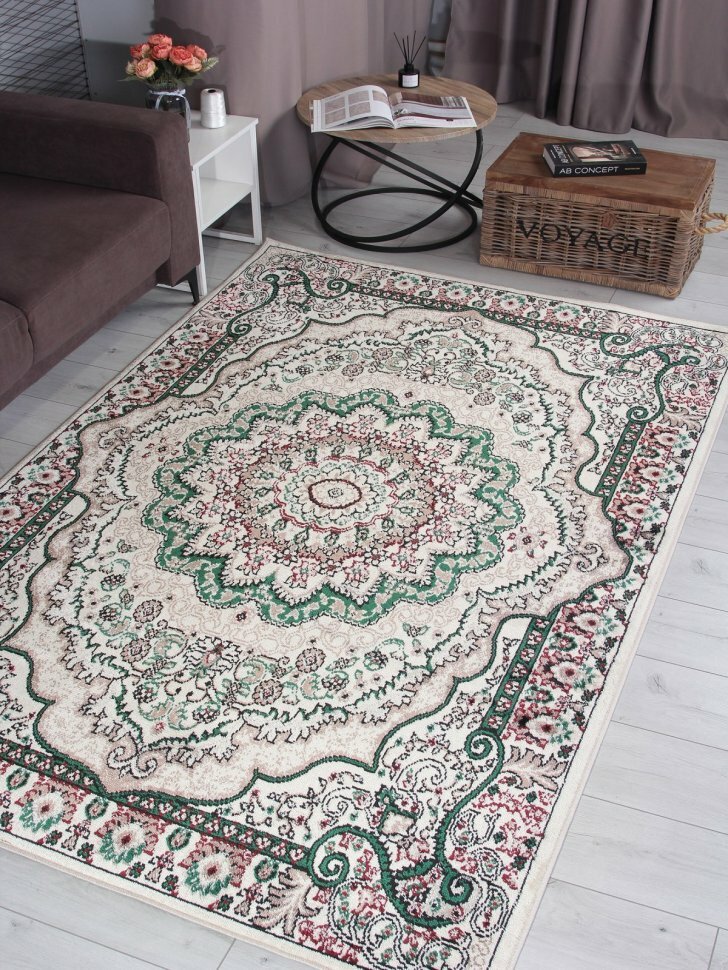 Ковер F670 - CREAM-GREEN - Прямоугольник - коллекция DARGA (2 х 3 м)