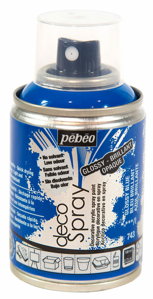 Краска на водной основе Pebeo decoSpray, (аэрозоль), 100 мл, синий глянцевый